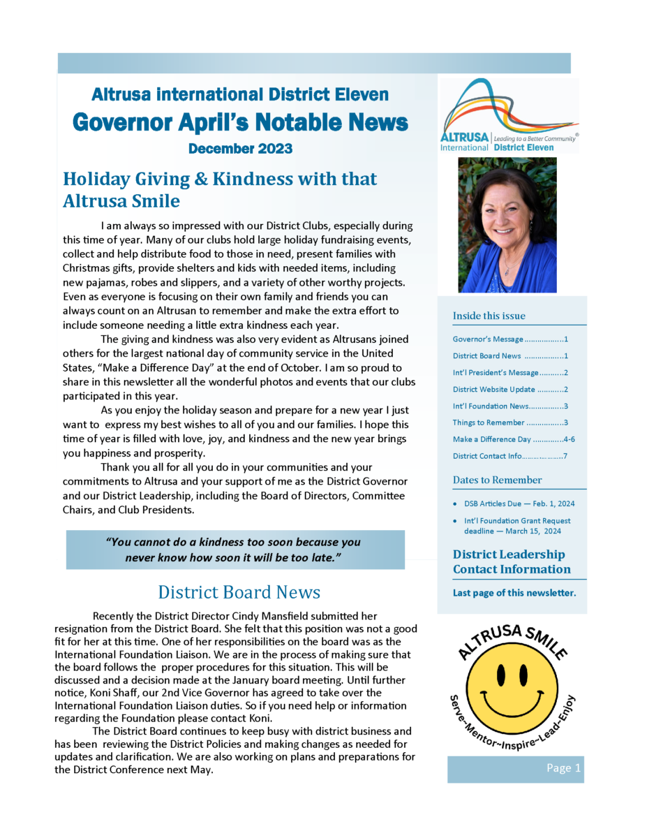 News & Events – Altrusa International District Eleven